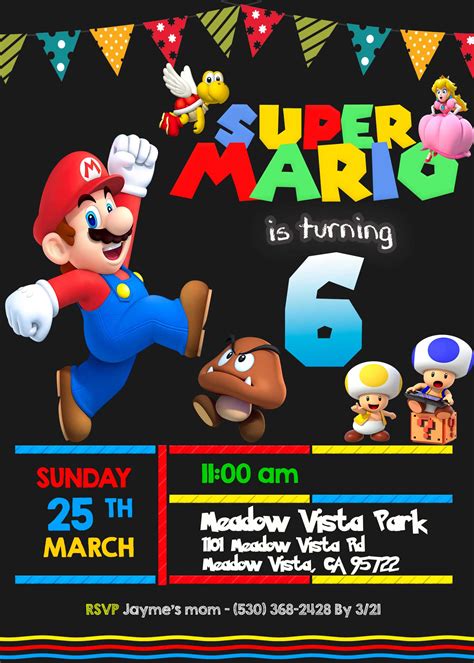 Printable Super Mario Invitations Template Free Printable Templates