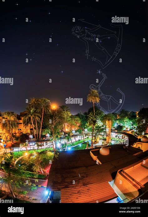 Egyptian Constellations For Orion And Sirius In The Night Sky Above