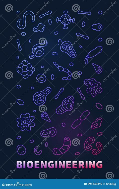 Bioengineering Vector Science Concept Thin Line Colorful Vertical