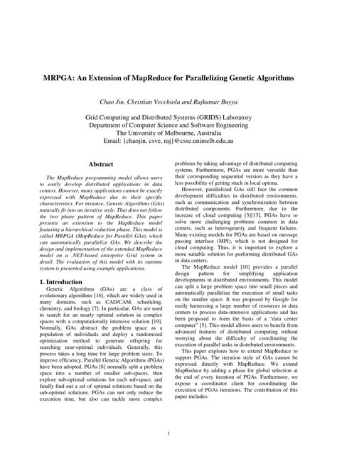 Pdf Mrpga An Extension Of Mapreduce For Parallelizing Genetic Algorithms
