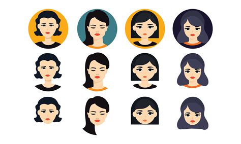 Female Avatar Icon Set For Your Account Identity 25401273 Vector Art At