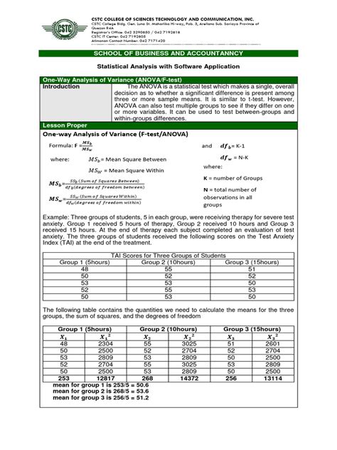 Anova F Test Pdf F Test Analysis Of Variance