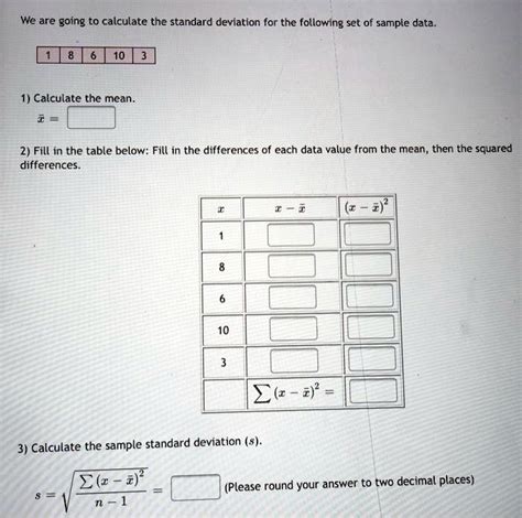 Solved We Are Going To Calculate The Standard Deviation For The