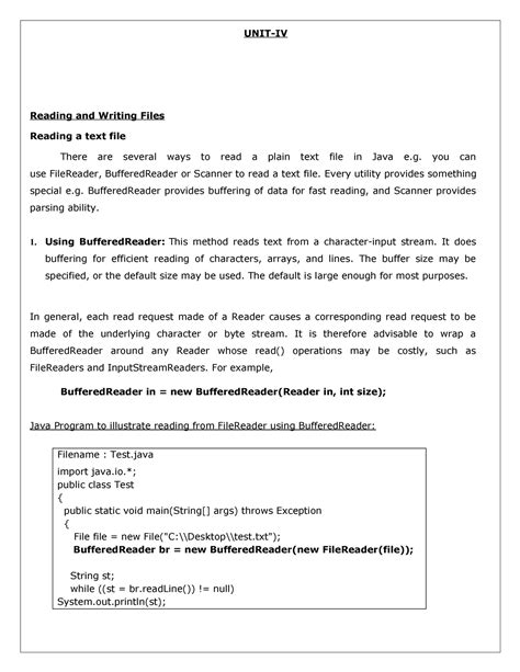 CS3391 Unit IV OOPS Notes UNIT IV Reading And Writing Files Reading