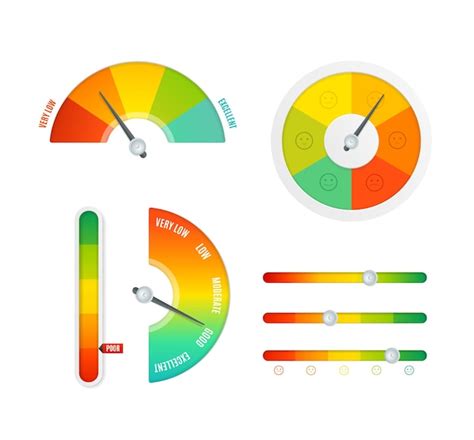 Premium Vector Realistic Detailed 3d Different Color Rating Level Indicator Set Vector