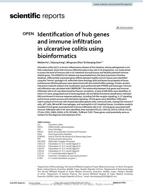 Pdf Identification Of Hub Genes And Immune Infiltration In Ulcerative