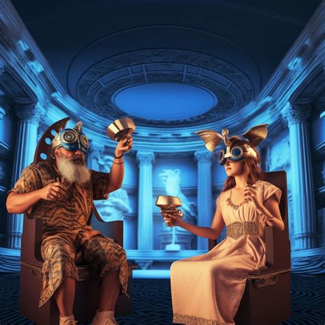 Premium Photo There Are Two People Dressed Up In Costumes Sitting On
