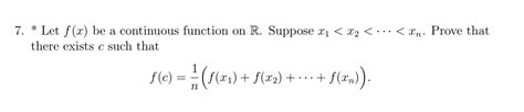 Solved 7 ∗ Let Fx Be A Continuous Function On R Suppose