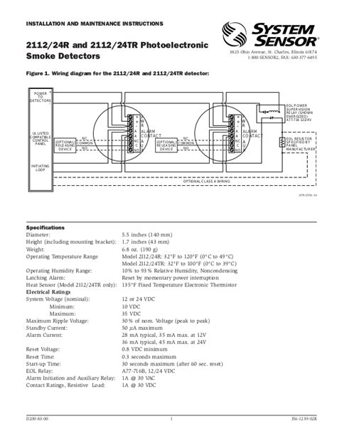 System Sensor 2112 24r 2112 24tr User Manual