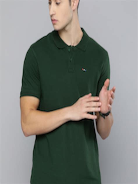 Buy Harvard Men Green Solid Polo Collar Pure Cotton T Shirt Tshirts