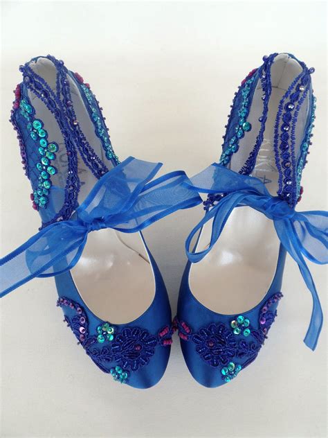 Peacock Embroidered Lace Wedding Shoes Etsy