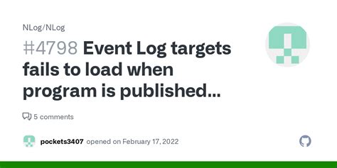 event log targets fails to load when program is published using publish