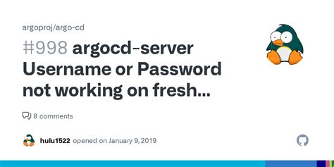 argocd server username or password not working on fresh install · issue