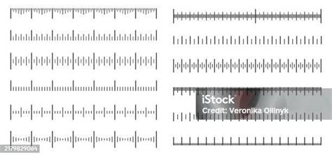 측정 저울 눈금자 눈금 및 측정 선 정확한 선형 증분 및 크기 표시기 Divisions Horizontal Isolated Vector Set를 사용한 거리 마크업 개체