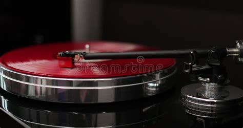 Classic Vinyl Record Player Close Up Retro Vinyl Record Player Spins