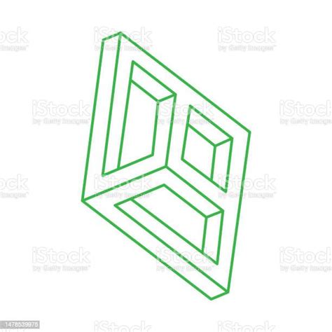 환상 모양 3d 형상 착시 녹색 그림입니다 신성한 기하학 로고입니다 3차원 형태에 대한 스톡 벡터 아트 및 기타 이미지 3