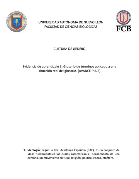 Evidencia De Aprendizaje 3 Glosario De Términos Aplicado A Una