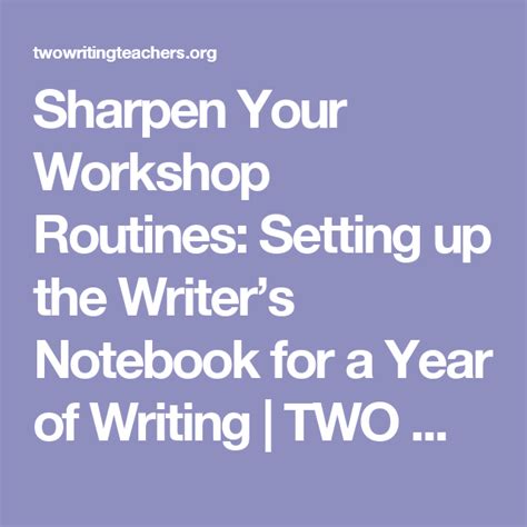 Sharpen Your Workshop Routines Setting Up The Writers Notebook For A