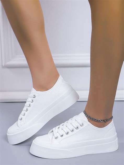 Minimalist Lace Up Front Canvas Shoes Canvas Shoes White Canvas