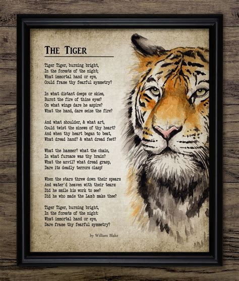 The Tiger Poem 1794 William Blake Printable Tyger Poem Famous Poem