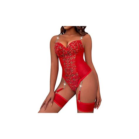 DUHGBNE Tute Eleganti Da Body Sexy Da Donna Con Giarrettiera Con Ricamo