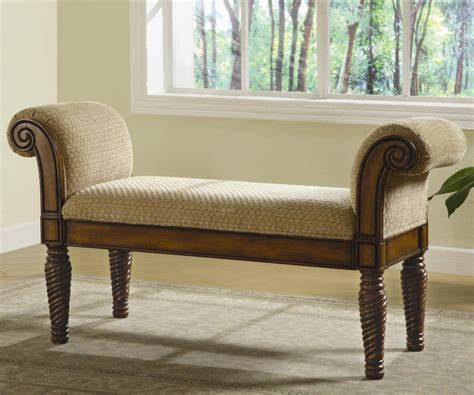 Upholstered Bench With Rolled Arms Usa Furniture Warehouse