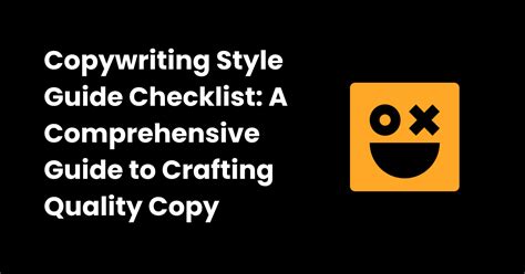 Copywriting Style Guide Checklist Checklist Gg