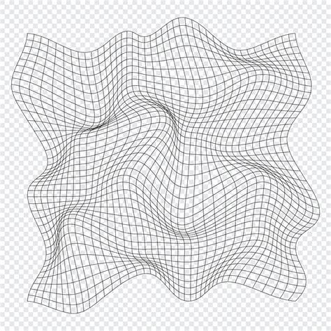 Distorted Square Grid Wireframe Wave Geometry Grid Warped Mesh