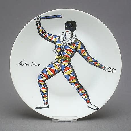 PIERO FORNASETTI Arlecchino Tallrik Porslin Italien Keramik