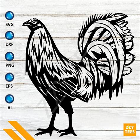 Rooster Fighting Art Black And White