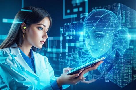Holograma De Codificação De Software E Mulher Analisando Dados Em