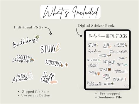 Everyday Life Stickers Daily Icons Stickers Goodnotes Etsy