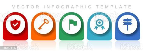 인터넷 아이콘 세트 웹 디자인 및 모바일 응용 프로그램을위한 방패 열쇠 깃발 배지 및 푯말과 같은 평면 디자인 기타 다채로운 아이콘 Eps 10의 인포 그래픽 벡터 템플릿