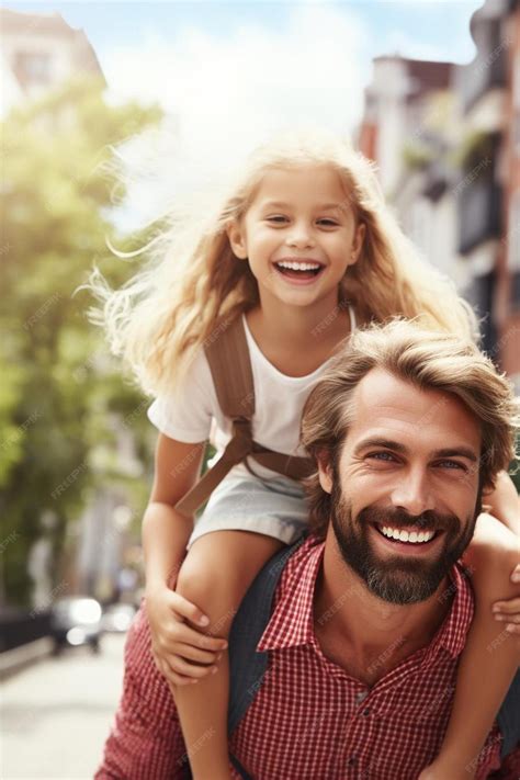Premium Photo A Man Carrying A Girl On His Shoulders