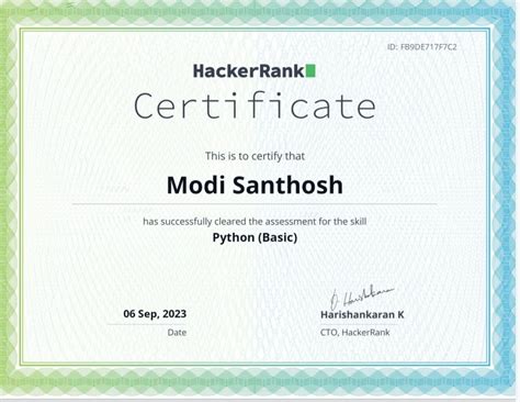 Completed Python Basics On Hackerrank Santhosh Modi Posted On The