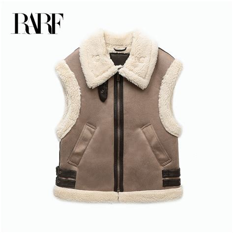 RARF Chaleco de piel de oveja sintética para mujer prenda de vestir