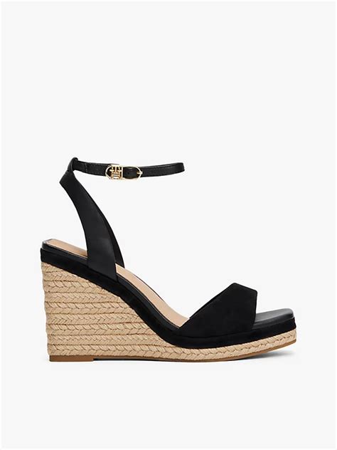 Th Monogram Leather Wedge Sandals Multi Tommy Hilfiger