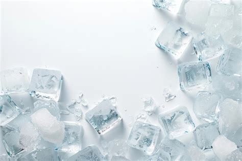 散らばった氷の立方体が溶ける表面 プレミアム写真
