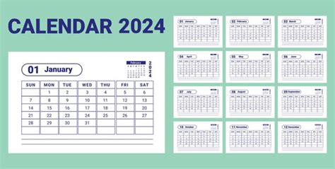 Premium Vector Blue Calendar 2024 Minimal Table Calendar Design