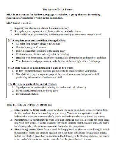 28 Free Mla Format Samples To Download