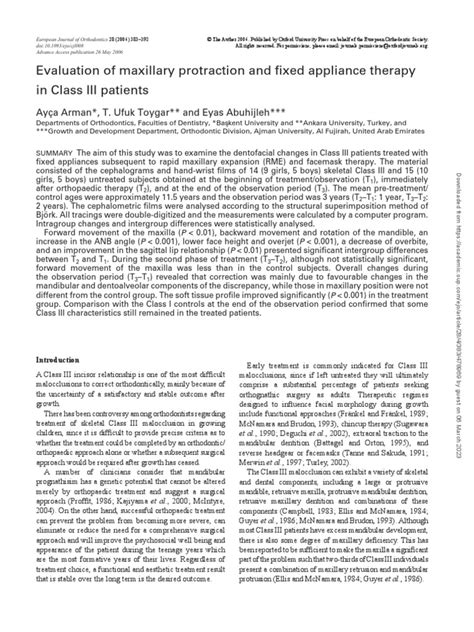 Evaluation Of Maxillary Protraction And Fixed Appliance Therapy In