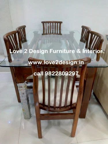 Glass Top 6 Seater Sheesham Wood Dining Table Set At Rs 35000 Set In Pune