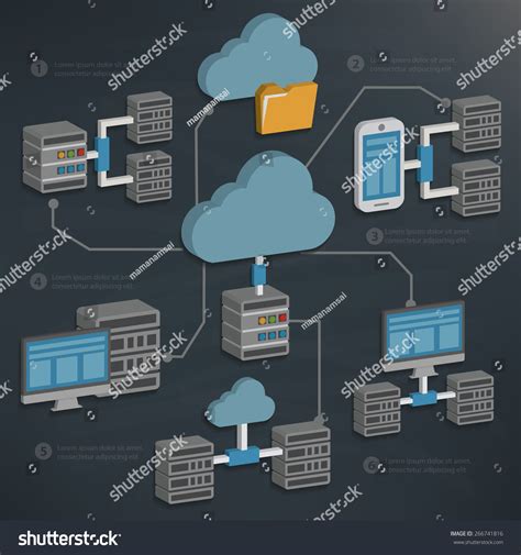Database Server Cloud Computingtechnology On Blackboard Stock Vector Royalty Free 266741816