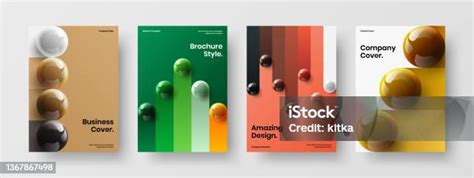 현대 전단지 A4 벡터 디자인 컨셉 번들 밝은 3d 공 전면 페이지 일러스트 세트 A4 용지에 대한 스톡 벡터 아트 및 기타 이미지 A4 용지 개념 개체 그룹