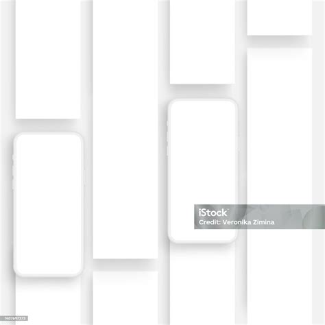 빈 앱 화면이있는 클레이 스마트 폰 앱 표시를 위한 빈 템플릿 Brand Name Smart Phone에 대한 스톡 벡터 아트