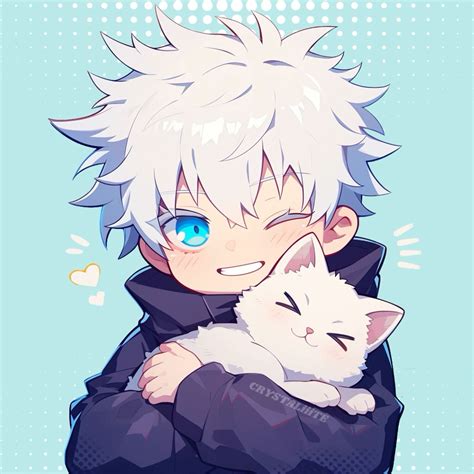 Chibi Gojo With Cat Cute Anime Cat Chibi Anime Kawaii Cute Anime