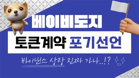 베이비도지 토큰 계약 포기선언 바이낸스 상장 진짜 가나 베이비도지코인 Youtube