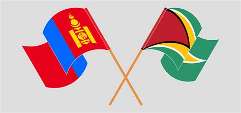 몽골과 가이아나의 교차하고 흔들리는 깃발 0명에 대한 스톡 벡터 아트 및 기타 이미지 0명 가이아나 국가 지리적 지역