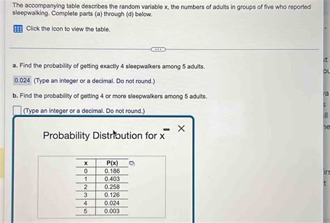 Solved The Accompanying Table Describes The Random Variable X The Numbers Of Adults In Groups