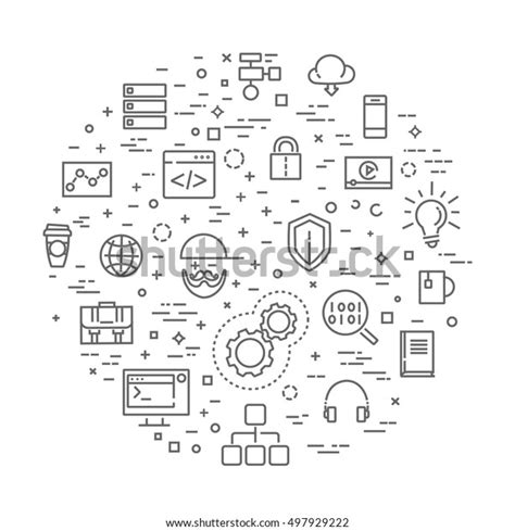 Programming Vector Outline Icons Set Technology Stock Vector Royalty Free 497929222 Shutterstock